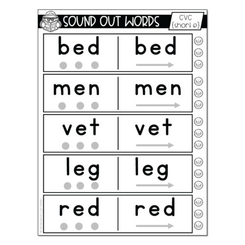 Reading Intervention - Sound Recognition - CVC Short E - Lucky Little ...
