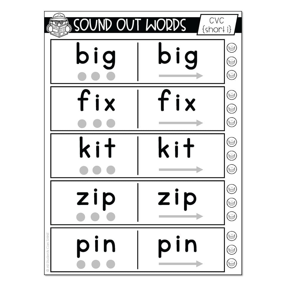 Reading Intervention - Sound Recognition - CVC Short I - Lucky Little ...