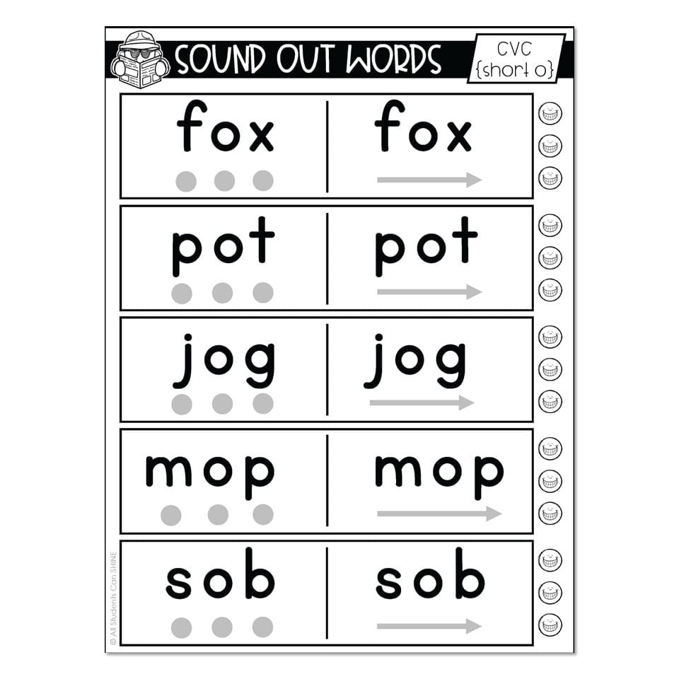 Reading Intervention - Sound Recognition - CVC Short O - Lucky Little ...