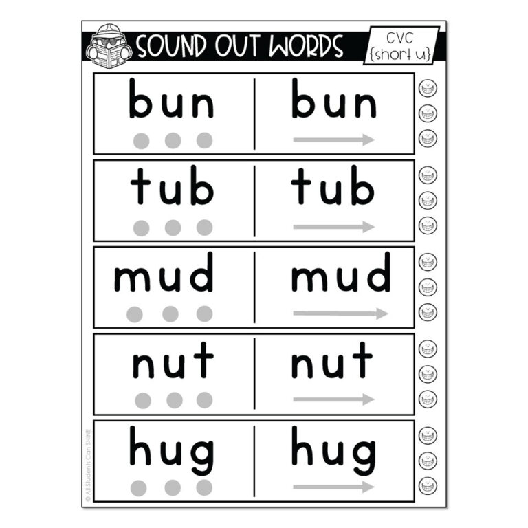 Reading Intervention - Sound Recognition - CVC Short U - Lucky Little ...