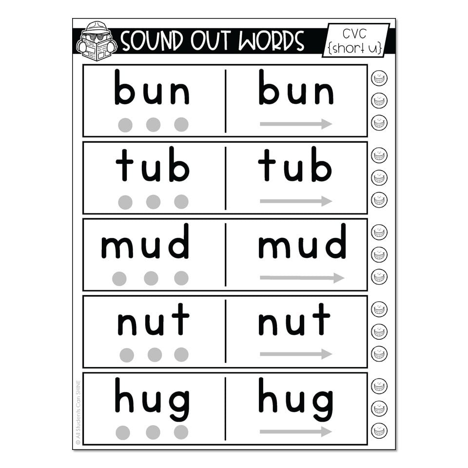 Reading Intervention - Sound Recognition - CVC Short U - Lucky Little ...