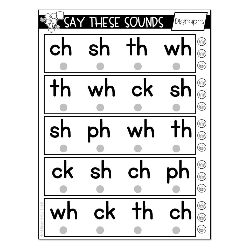 Reading Intervention - Sound Recognition - Digraphs - Lucky Little Learners