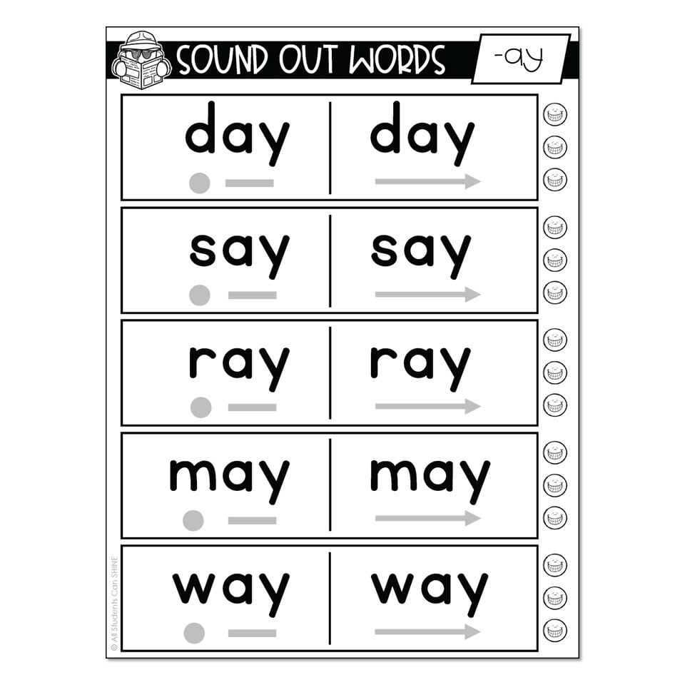 Reading Intervention - Sound Recognition - Vowel Teams - AY - Lucky ...