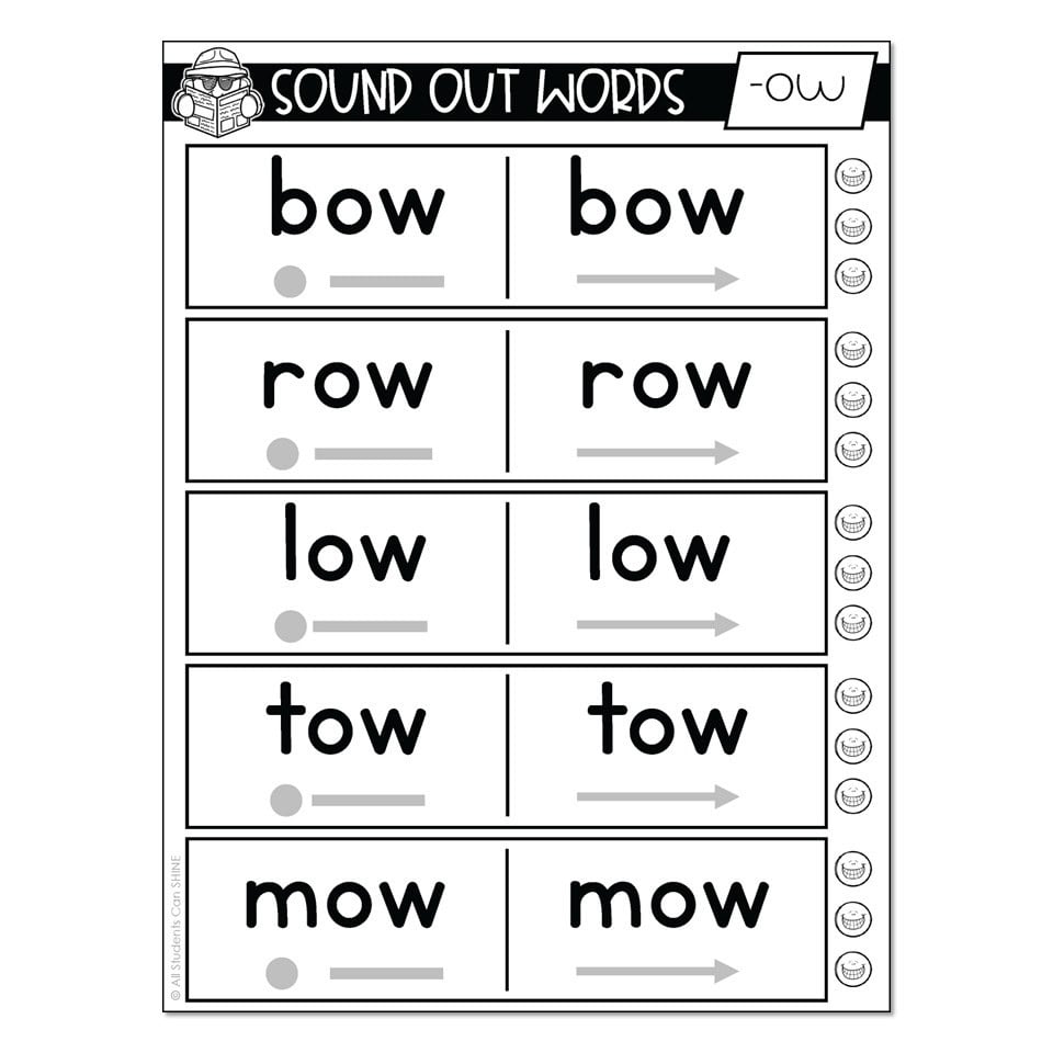 Reading Intervention - Sound Recognition - Vowel Teams - OW - Lucky ...