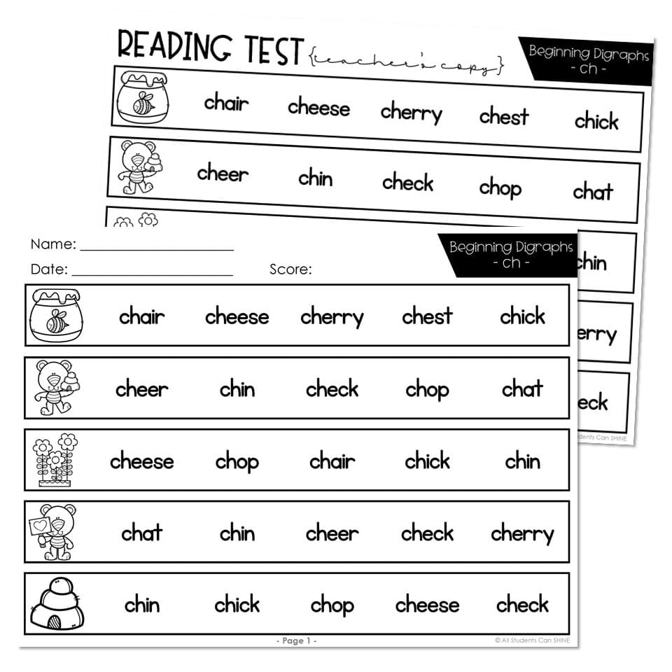 Reading Warm-Ups - Digraphs Trigraphs and Diphthongs - Assessment Pages ...