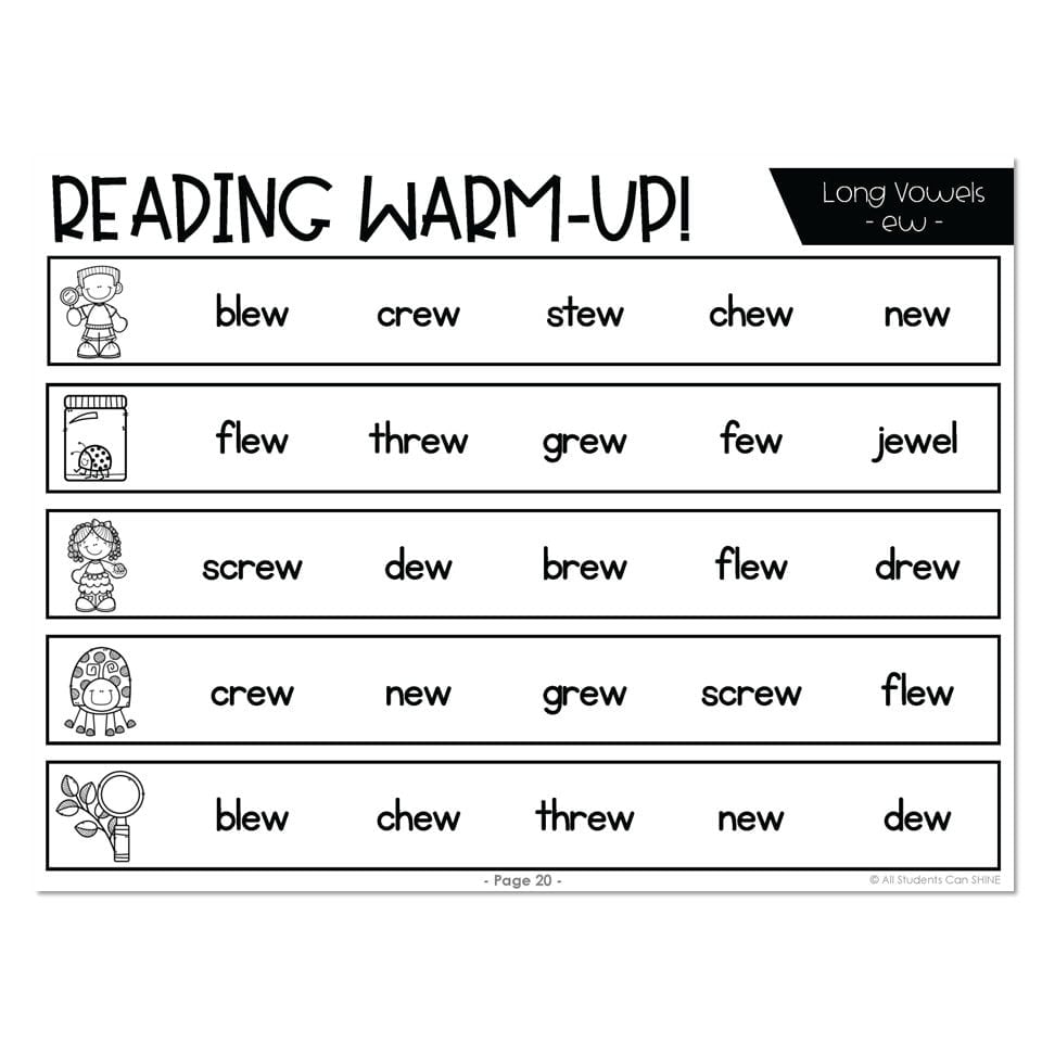 Reading Warm-Ups - Long and R-Controlled Vowels - Long U - Lucky Little ...