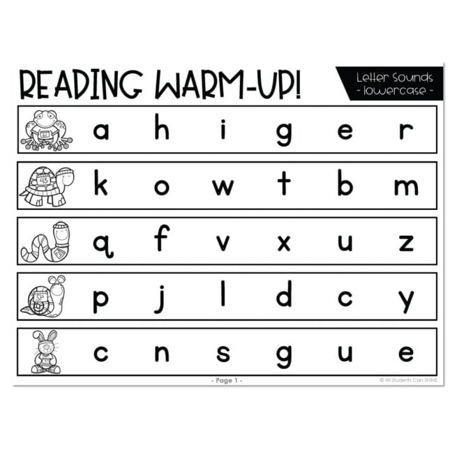 Reading Warm-Ups - Phonics - Letter Sounds - Lowercase - Lucky Little ...