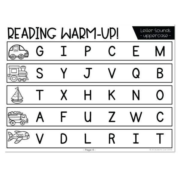 Reading Warm-Ups - Phonics - Letter Sounds - Uppercase - Lucky Little ...