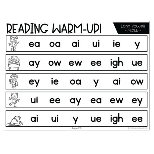 Reading Warm-Ups - Phonics - Long Vowels Mixed - Lucky Little Learners