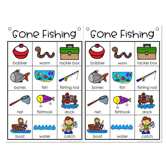 Themed Vocabulary Word Lists - Gone Fishing - Lucky Little Learners