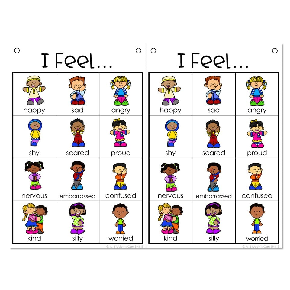 Themed Vocabulary Word Lists - I Feel... - Lucky Little Learners