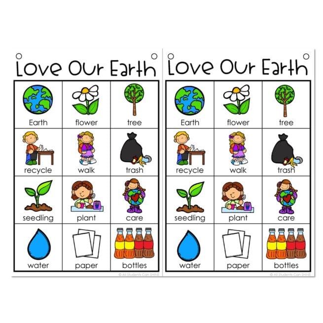 Themed Vocabulary Word Lists - Love Our Earth - Lucky Little Learners