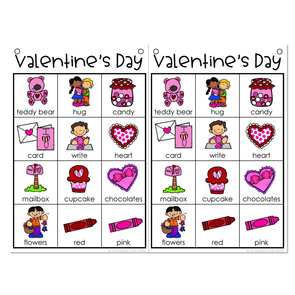Themed Vocabulary Word Lists - Valentine's Day - Lucky Little Learners