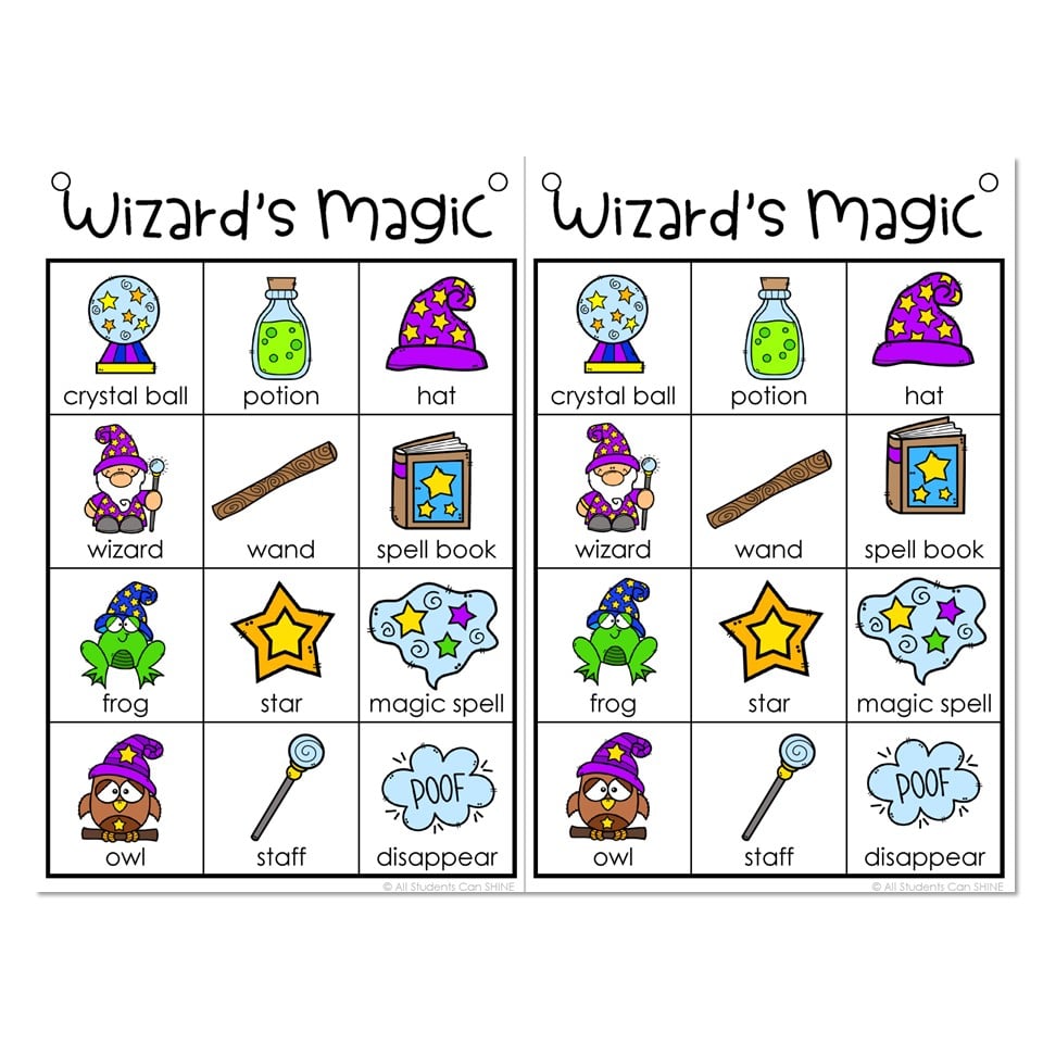 Themed Vocabulary Word Lists - Wizard's Magic - Lucky Little Learners