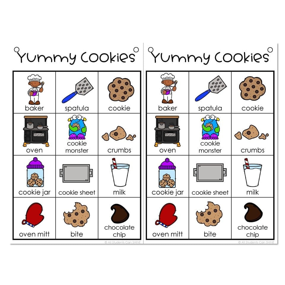 Themed Vocabulary Word Lists - Yummy Cookies - Lucky Little Learners