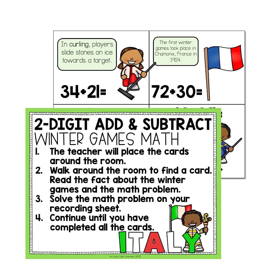 Winter Games - 2-Digit Add and Subtract - Winter Games Math - Lucky ...