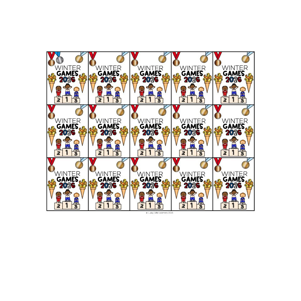 Winter Games - Brag Tags - Lucky Little Learners