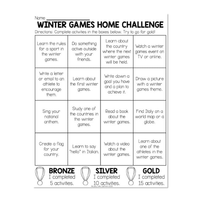 Winter Games - Homes Challenge - Lucky Little Learners