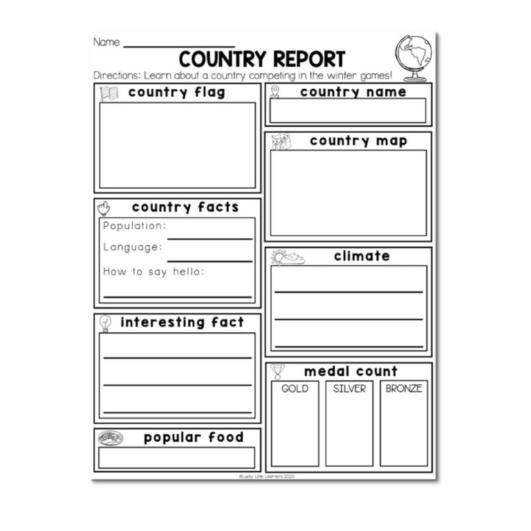 Winter Games - Social Studies - Country Report - Lucky Little Learners