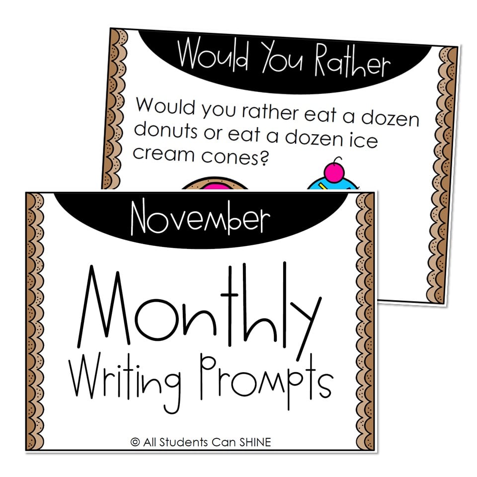 Writing Prompts - November - Lucky Little Learners