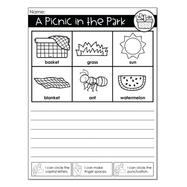 Writing with Word Lists - A Picnic in the Park - Lucky Little Learners