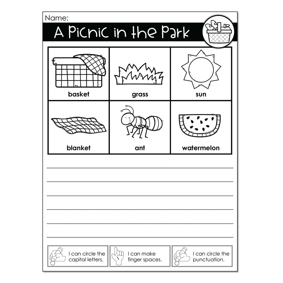 Writing with Word Lists - A Picnic in the Park - Lucky Little Learners