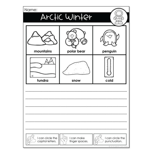 Writing with Word Lists - Arctic Winter - Lucky Little Learners