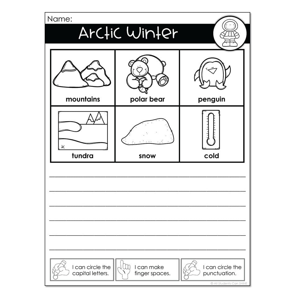 Writing with Word Lists - Arctic Winter - Lucky Little Learners