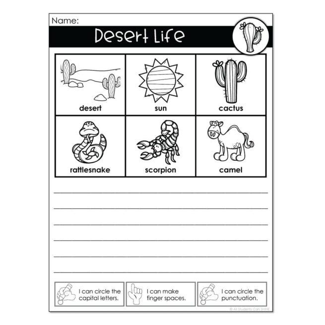 Writing with Word Lists - Desert Life - Lucky Little Learners