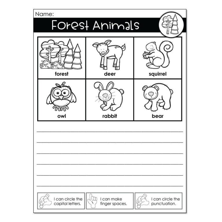Writing with Word Lists - Forest Animals - Lucky Little Learners