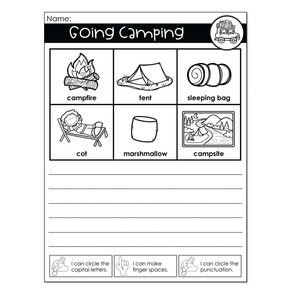 Writing with Word Lists - Going Camping - Lucky Little Learners