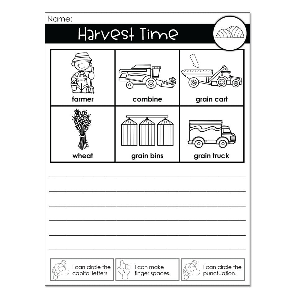 Writing with Word Lists - Harvest Time - Lucky Little Learners