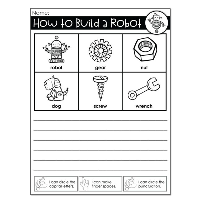 Writing with Word Lists - How to Build a Robot - Lucky Little Learners