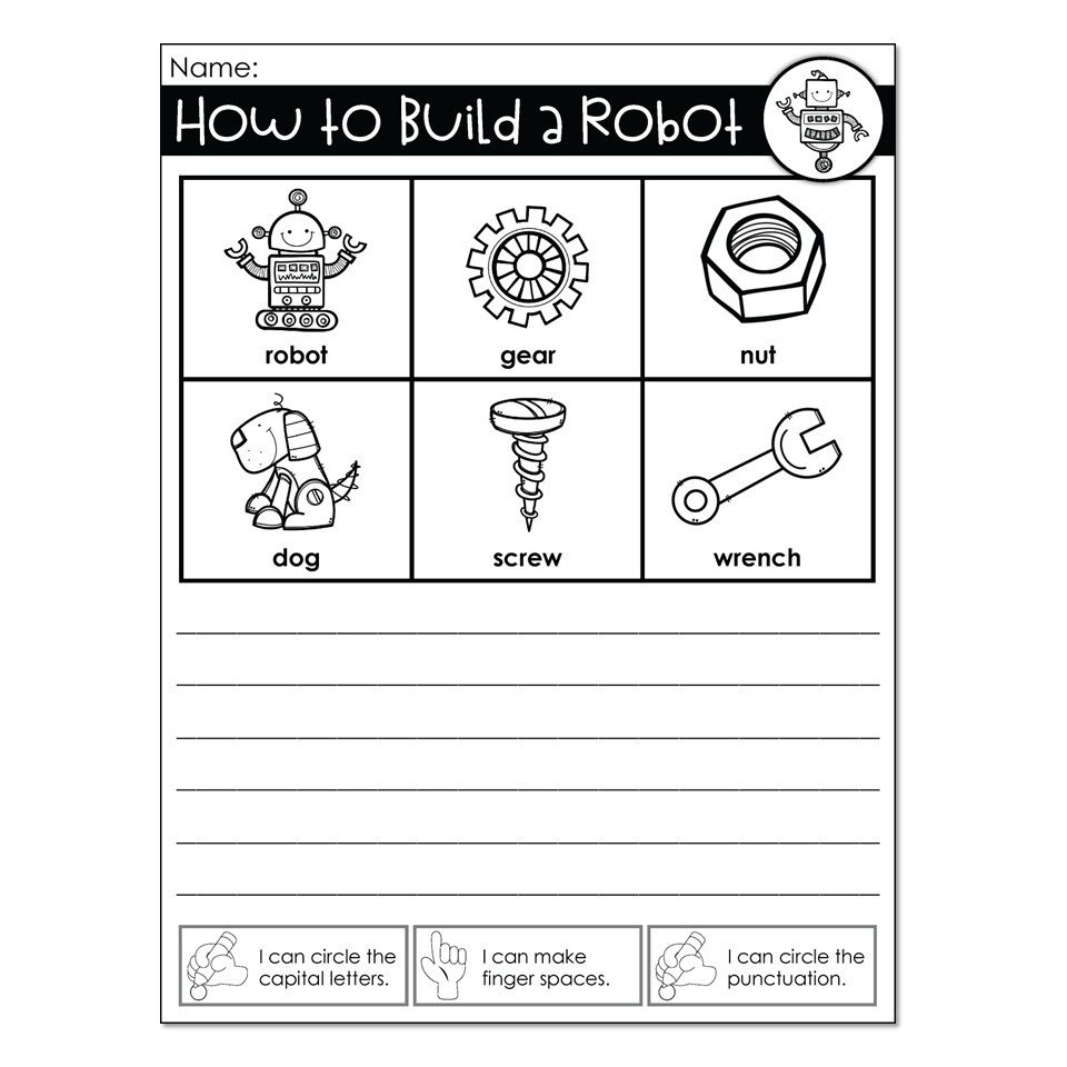 Writing with Word Lists - How to Build a Robot - Lucky Little Learners