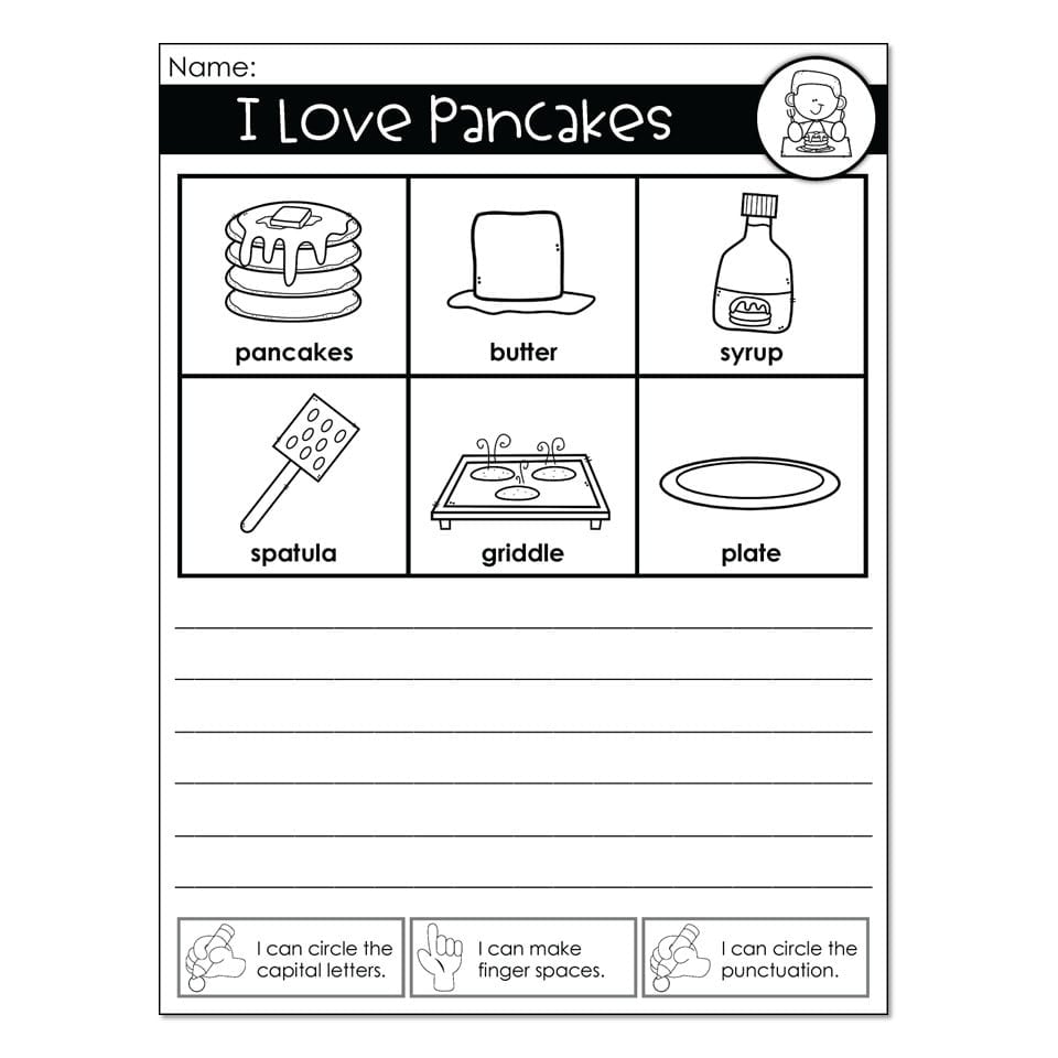 Writing with Word Lists - I Love Pancakes - Lucky Little Learners