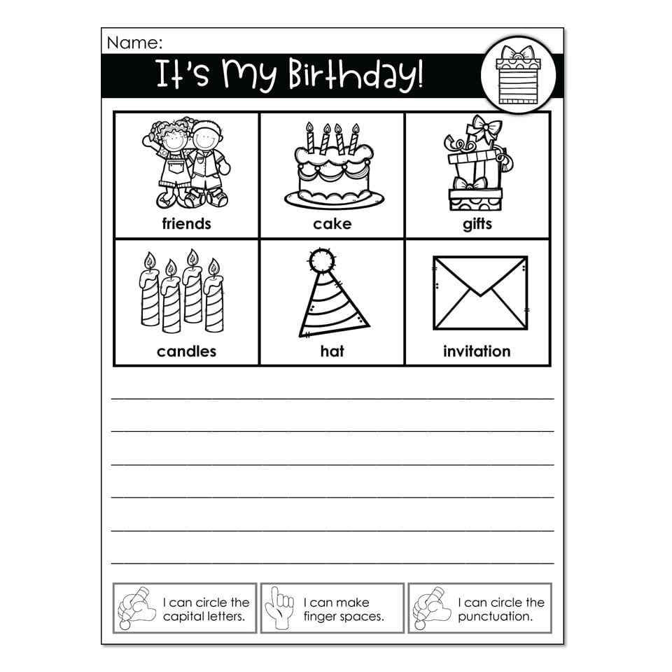 Writing with Word Lists - It's My Birthday - Lucky Little Learners