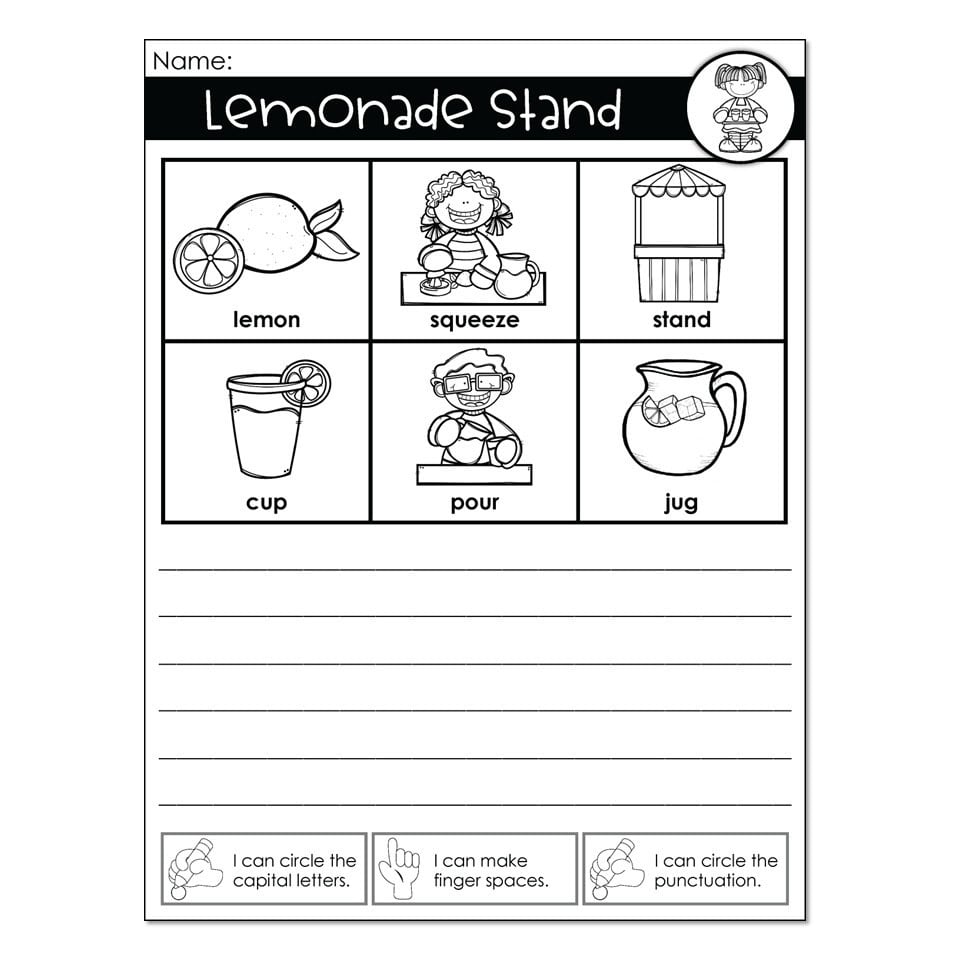 Writing with Word Lists - Lemonade Stand - Lucky Little Learners
