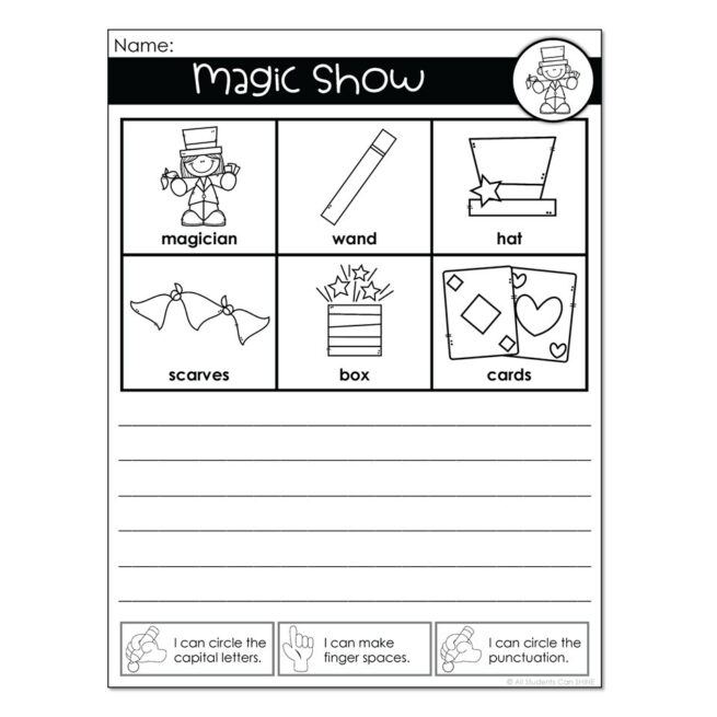 Writing with Word Lists - Magic Show - Lucky Little Learners