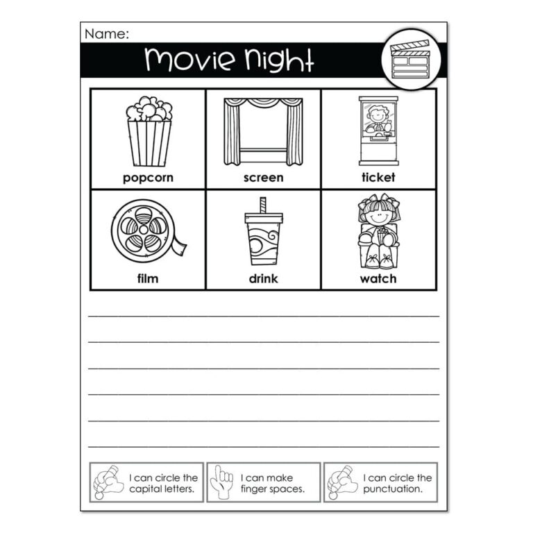 Writing with Word Lists - Movie Night - Lucky Little Learners