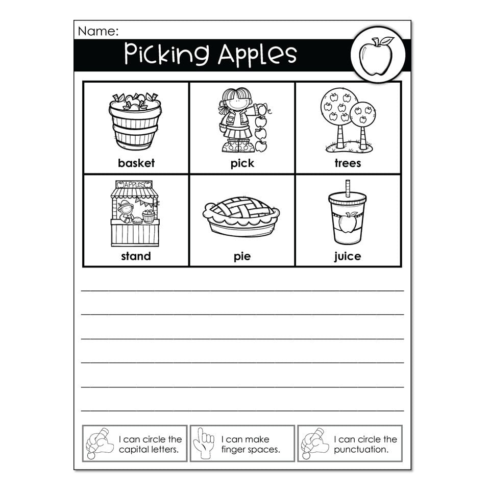 Writing with Word Lists - Picking Apples - Lucky Little Learners