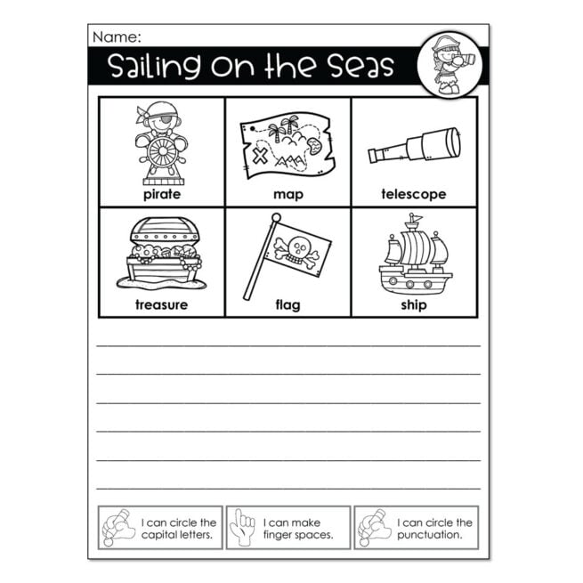 Writing with Word Lists - Sailing on the Seas - Lucky Little Learners