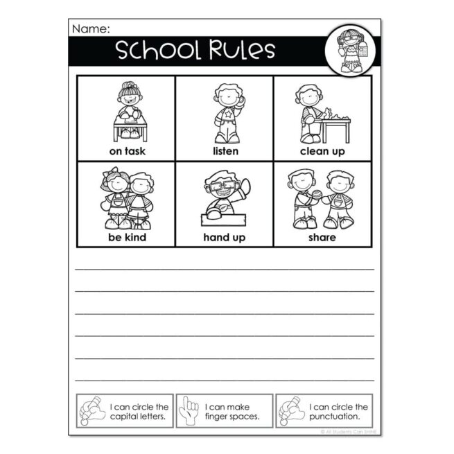 Writing with Word Lists - School Rules - Lucky Little Learners
