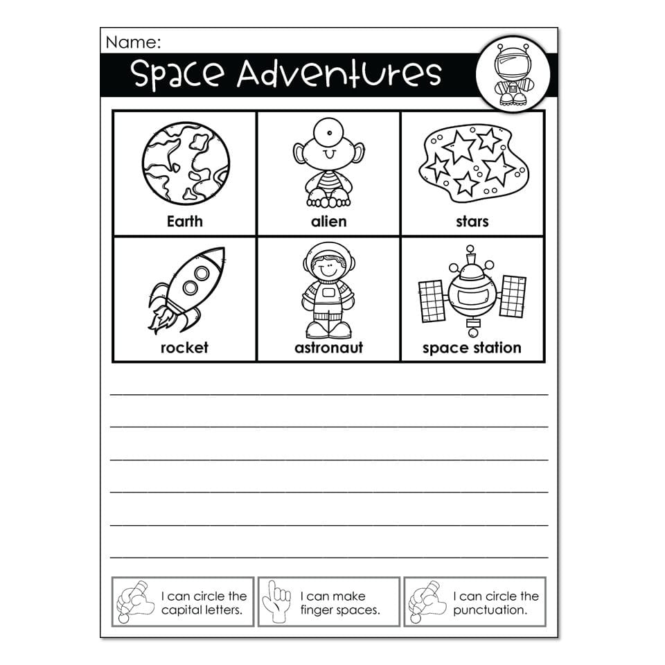 Writing with Word Lists - Space Adventure - Lucky Little Learners