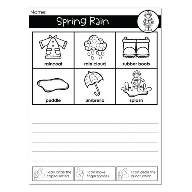 Writing with Word Lists - Spring Rain - Lucky Little Learners