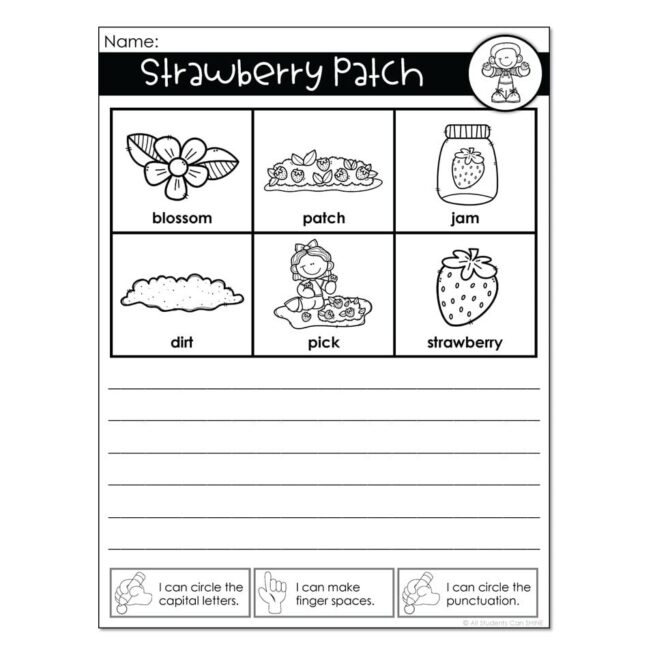 Writing with Word Lists - Strawberry Patch - Lucky Little Learners