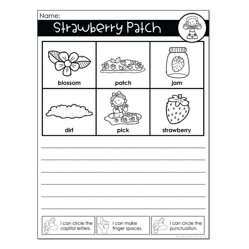 Writing with Word Lists - Strawberry Patch - Lucky Little Learners