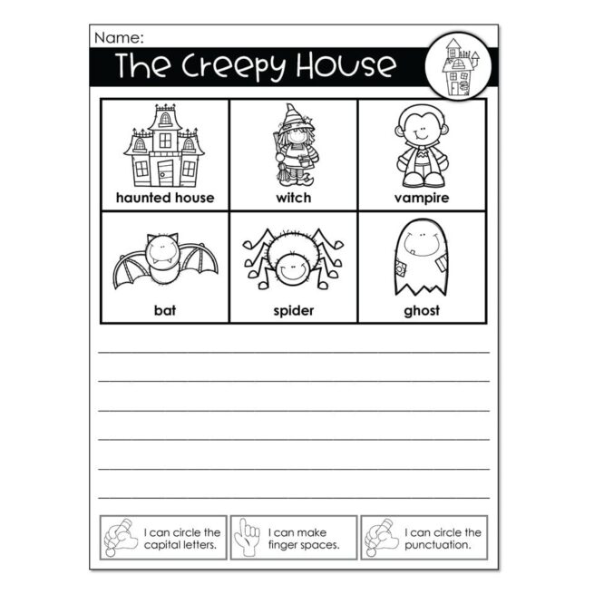 Writing with Word Lists - The Creepy House - Lucky Little Learners