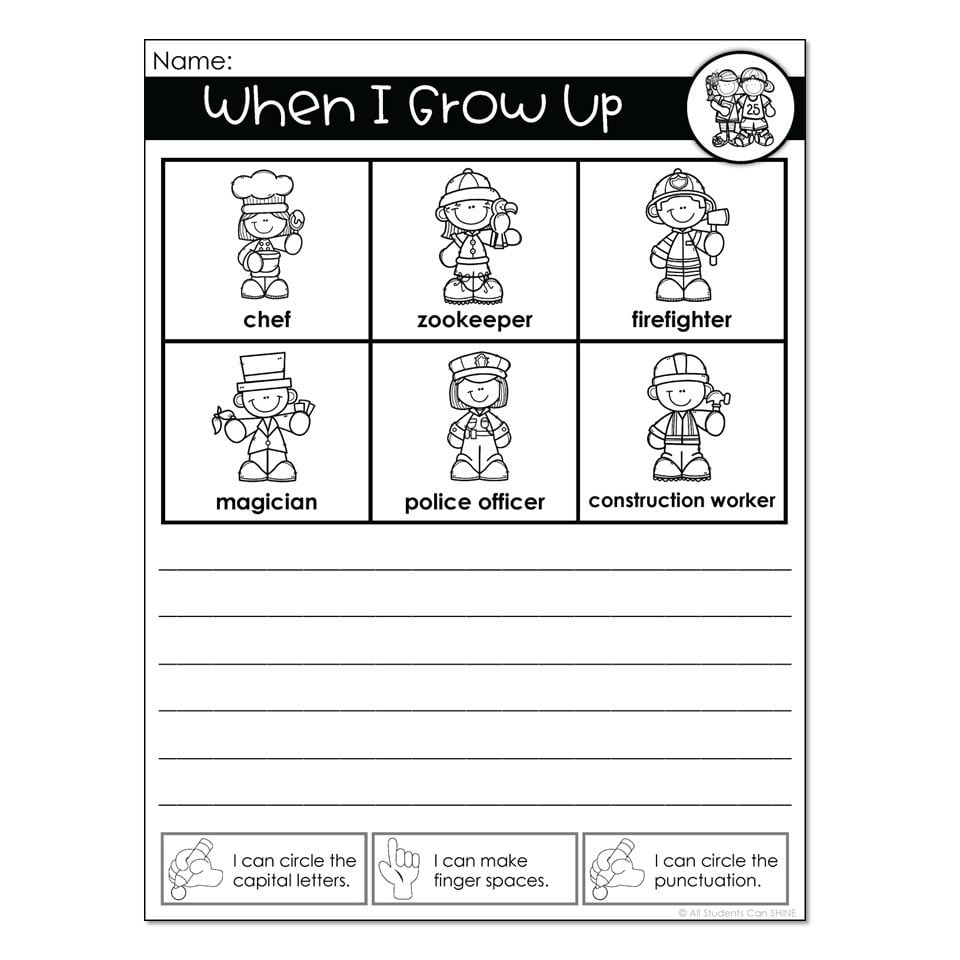 Writing with Word Lists - When I Grow Up - Lucky Little Learners