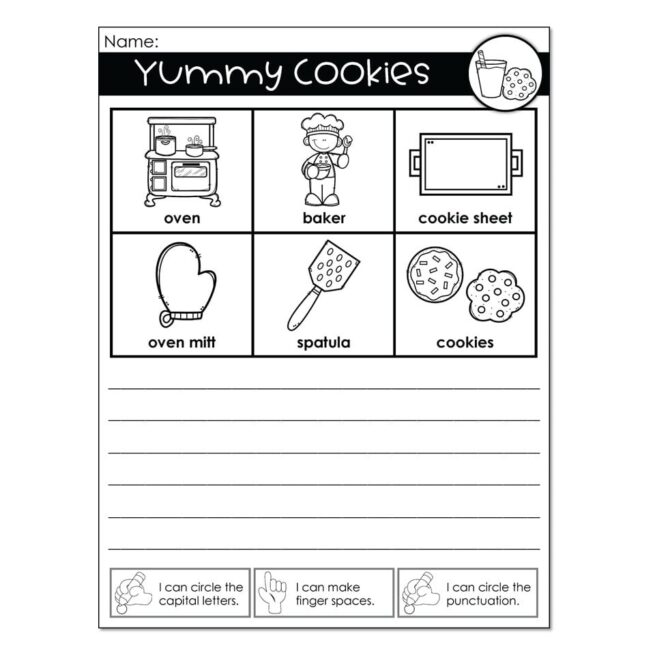 Writing with Word Lists - Yummy Cookies - Lucky Little Learners