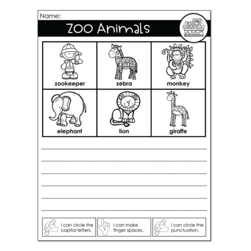 Writing with Word Lists - Zoo Animals - Lucky Little Learners